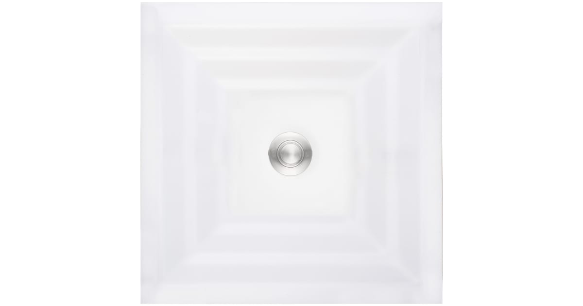 Linkasink AG14E-01 Solid White 16-1/2" Square Glass Undermount Bathroom ...