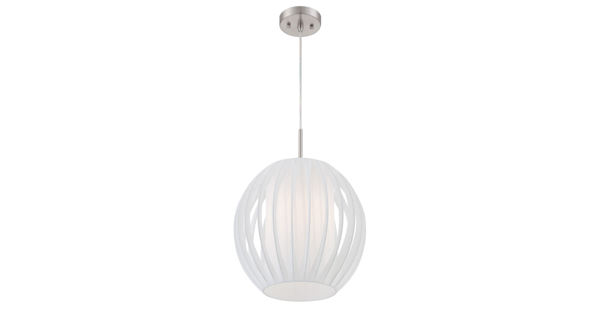 Lite Source LS-18870PS/WHT Deion 1 Light Pendant with White Fabric Shade | Ferguson Home