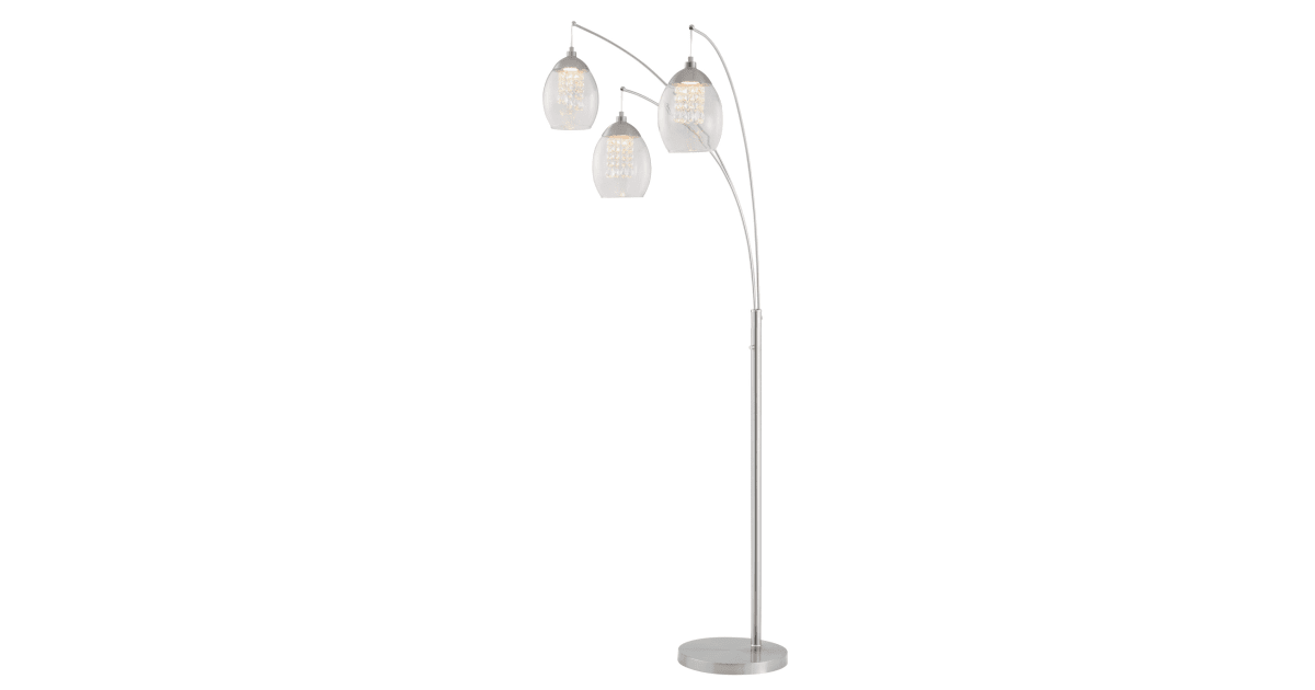 Lite Source LS-83703 Ladessa 3 Light 89" Tall Arc Floor Lamp with Elliptical Glass Shade ...