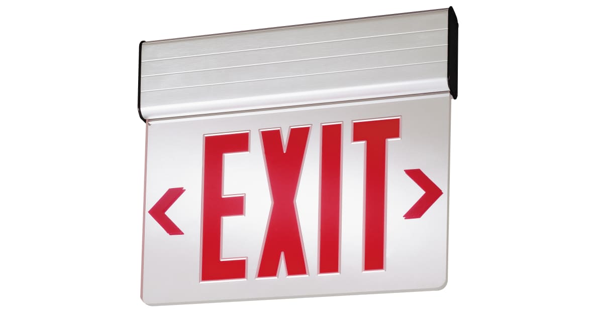 Lithonia Lighting EDG 1 R EL M6 EDG 13" LED Lighted Exit Sign with Red ...