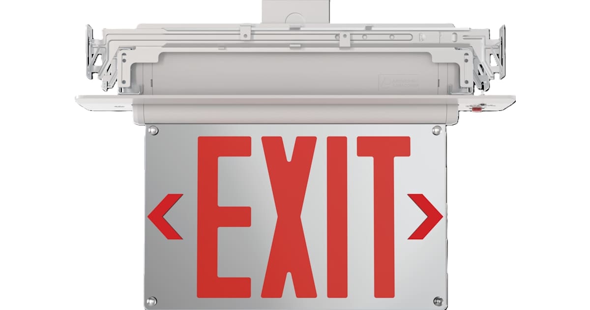Lithonia Lighting BE W R UM M2 Basics Edge-Lit Exit Sign 4" Wide Red ...