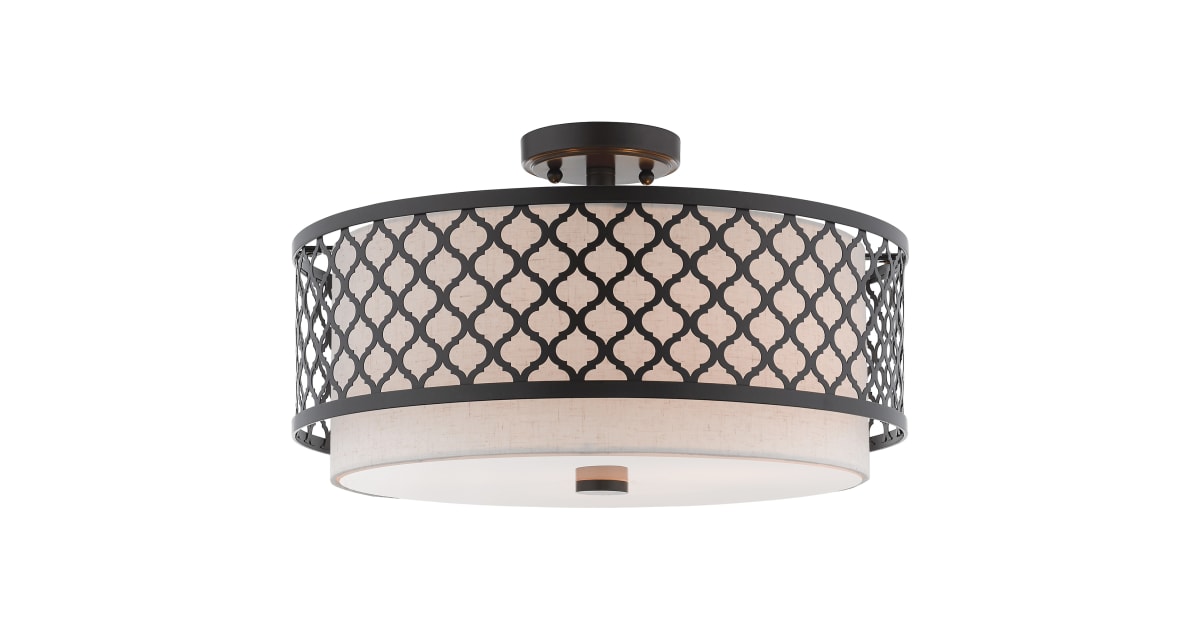 Livex Lighting 41113-92 Arabesque 3 Light 18-1/8" Wide Semi-Flush Drum ...
