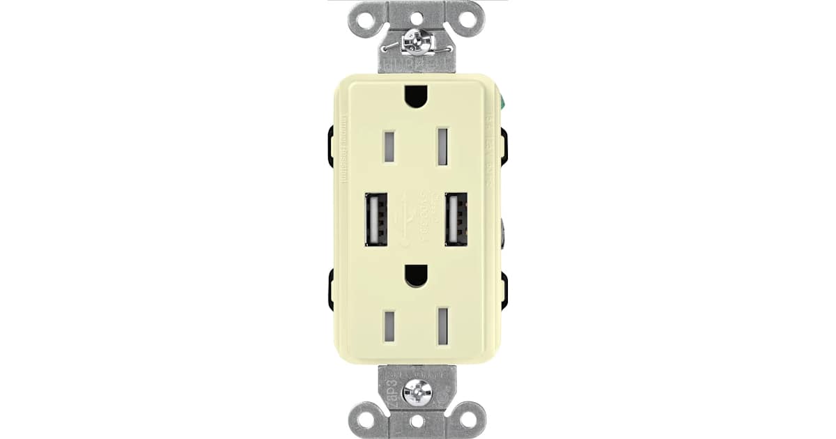 Lutron CAR-15-UBTR-AL Claro 15A Tamper-Resistant USB-A Duplex ...