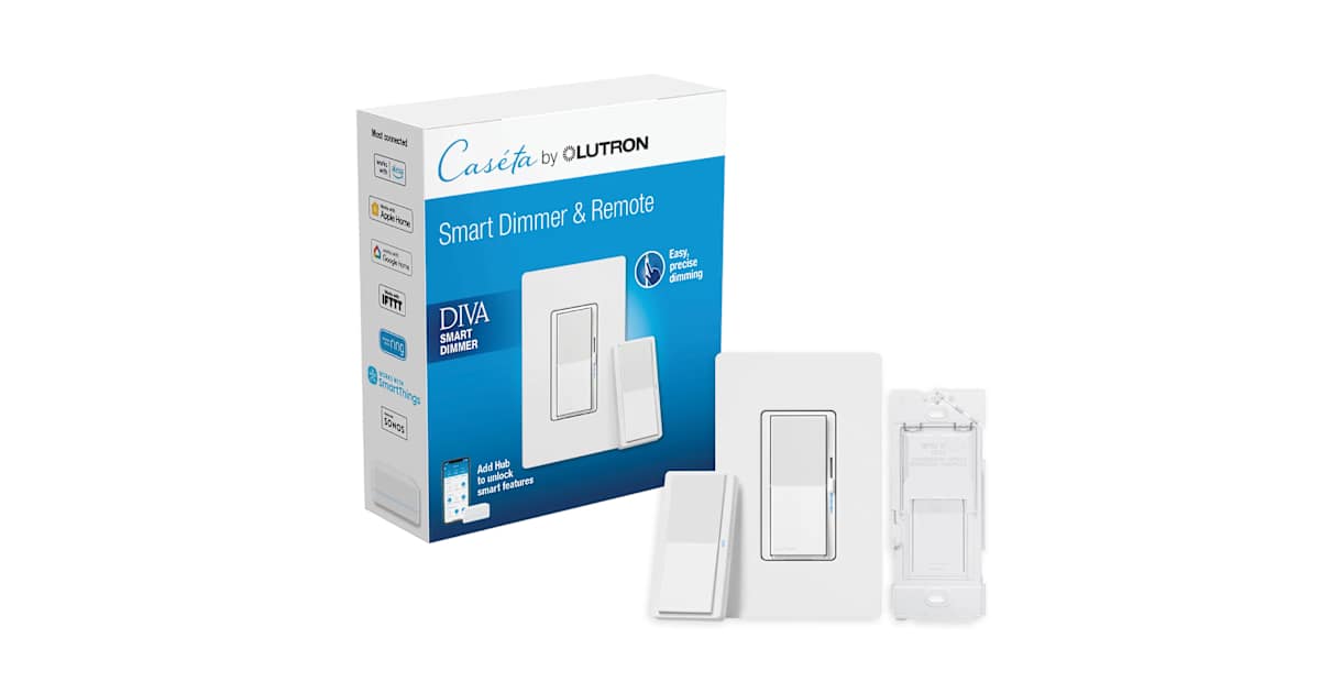 Lutron DVRF-PKG1D-WH Diva Smart Dimmer Switch 3-Way Kit with Pico ...