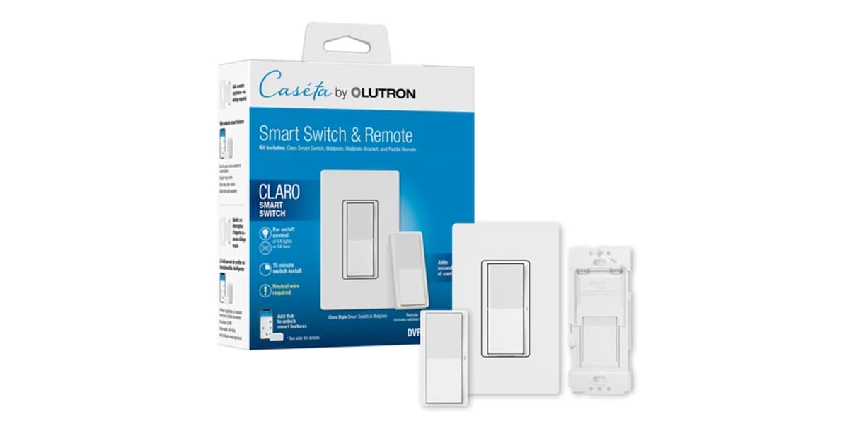Lutron DVRF-PKG1S-WH Claro 3-Way Smart Home Switch Kit with Pico Paddle Remote Control | Build.com