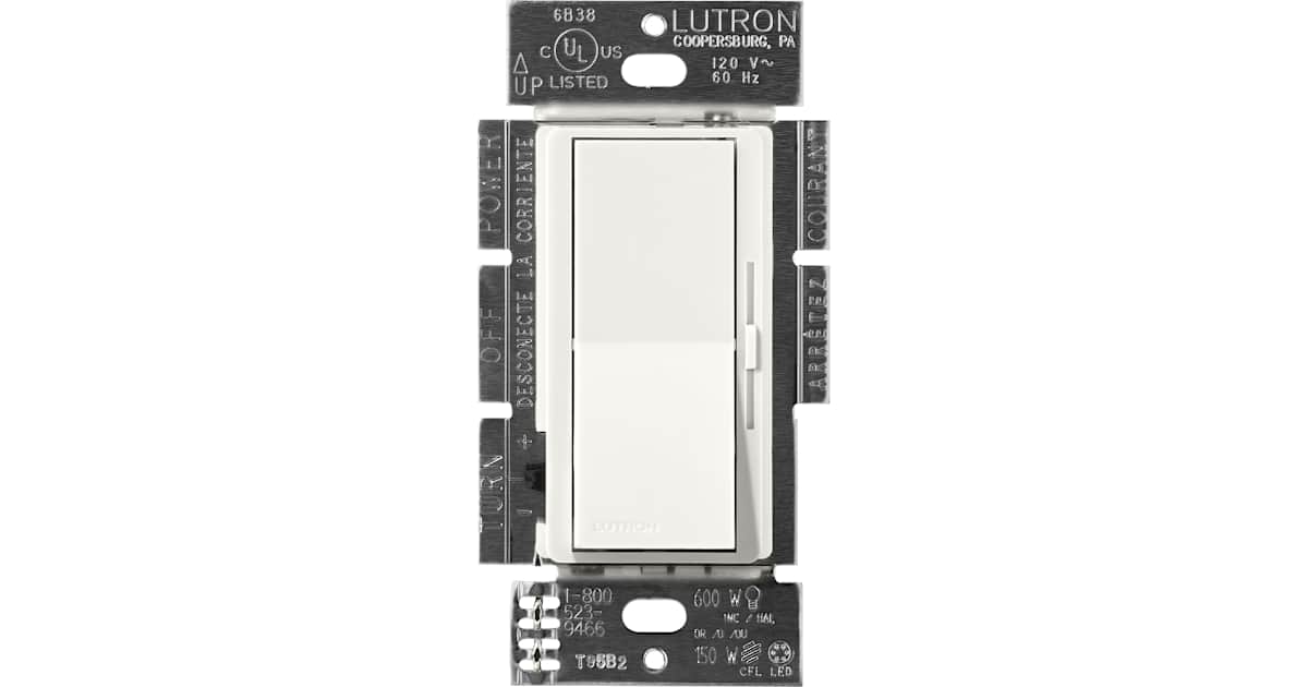 Lutron DVSCTV-RW Diva 0-10V Dimmer Switch, 30mA Sink, 24V, Single-Pole ...