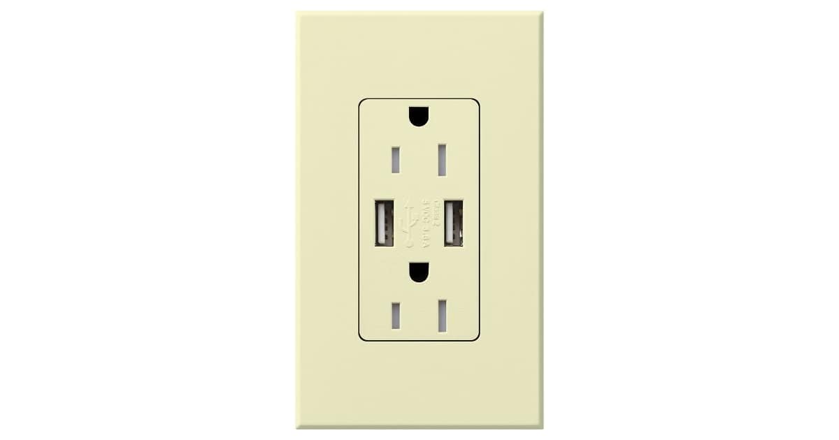 Lutron NTR-15-UBTR-AL Architectural 15A Tamper-Resistant USB-A Duplex ...