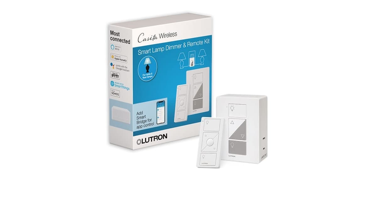 Lutron P-PKG1P-WH-R Caseta Wireless 100-Watt Plug-In Lamp Dimmer Kit ...