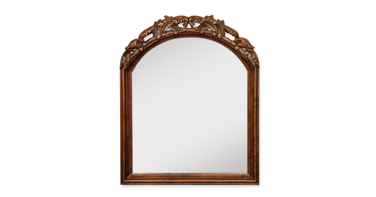 Lyn Design MIR009 Walnut Bombe Collection Arched 26 x 32 Inch Bathroom ...