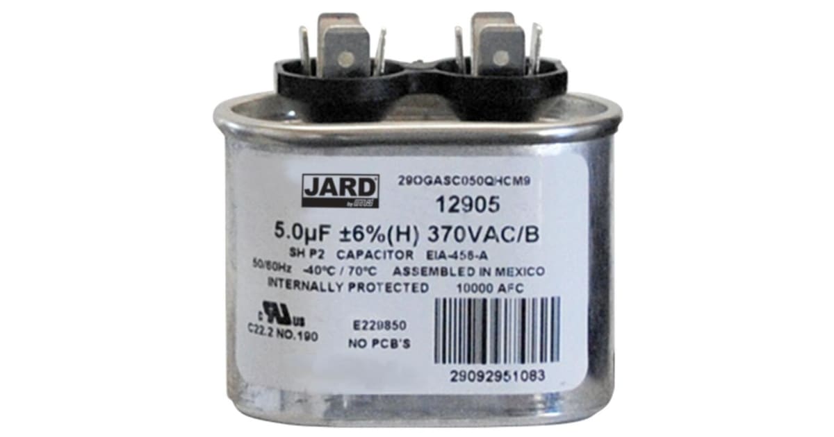 Mars 12905 JARD Single Section Oval Capacitor - 5 MFD - 370 Volt ...