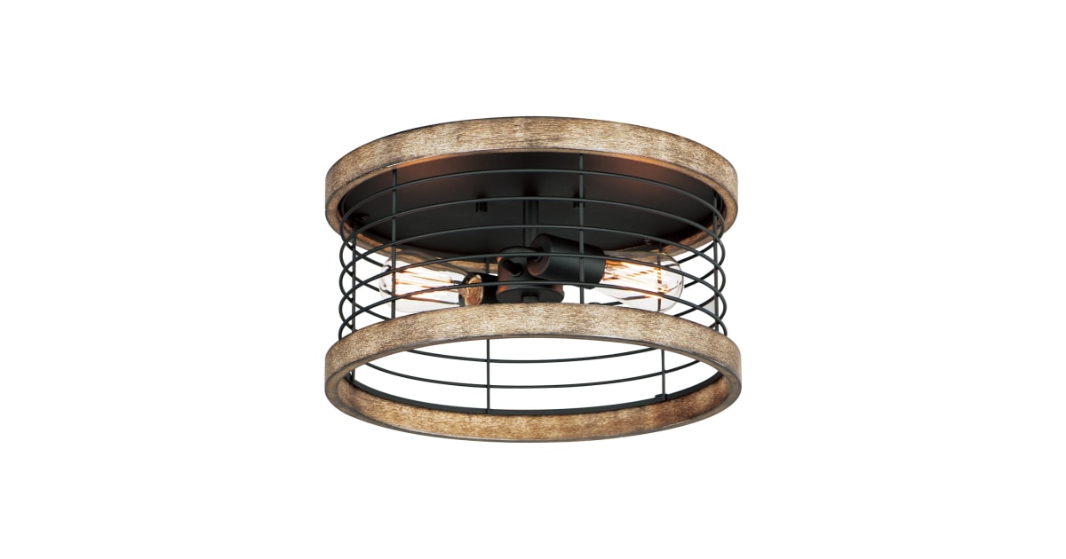 Maxim 12510DWBK Homestead 2 Light 15" Wide Flush Mount Drum Ceiling ...
