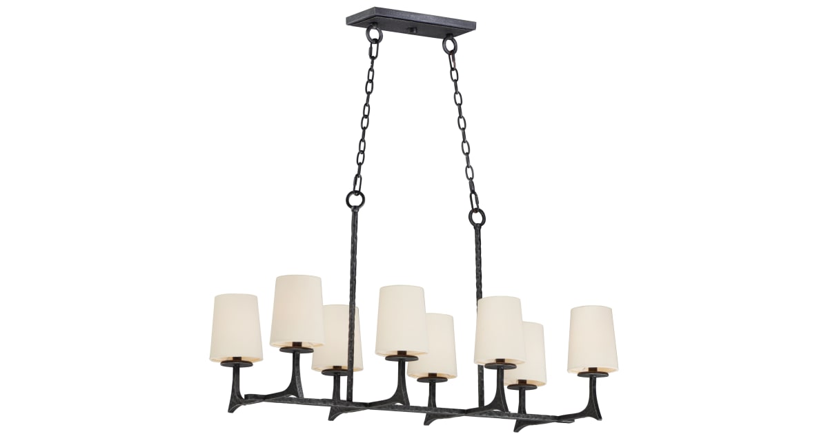 Maxim 30307NI/SHD308CV Anvil 8 Light 38" Linear Chandelier with Fabric ...