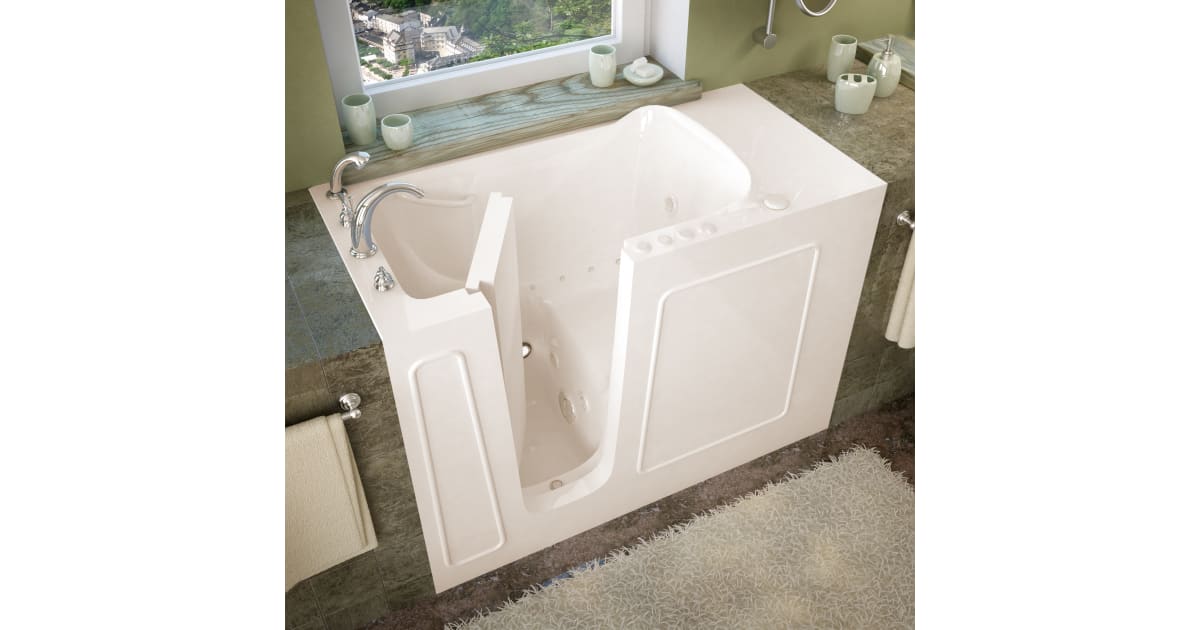 MediTub 2653LBD 53" Fiberglass Air / Whirlpool Walk In Tub for Alcove ...