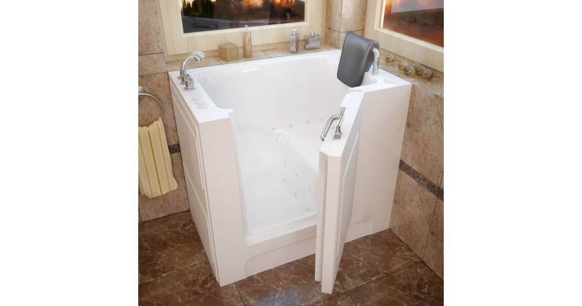 MediTub 2739LWA 39" Acrylic Air Walk In Tub for Alcove, Corner, or ...