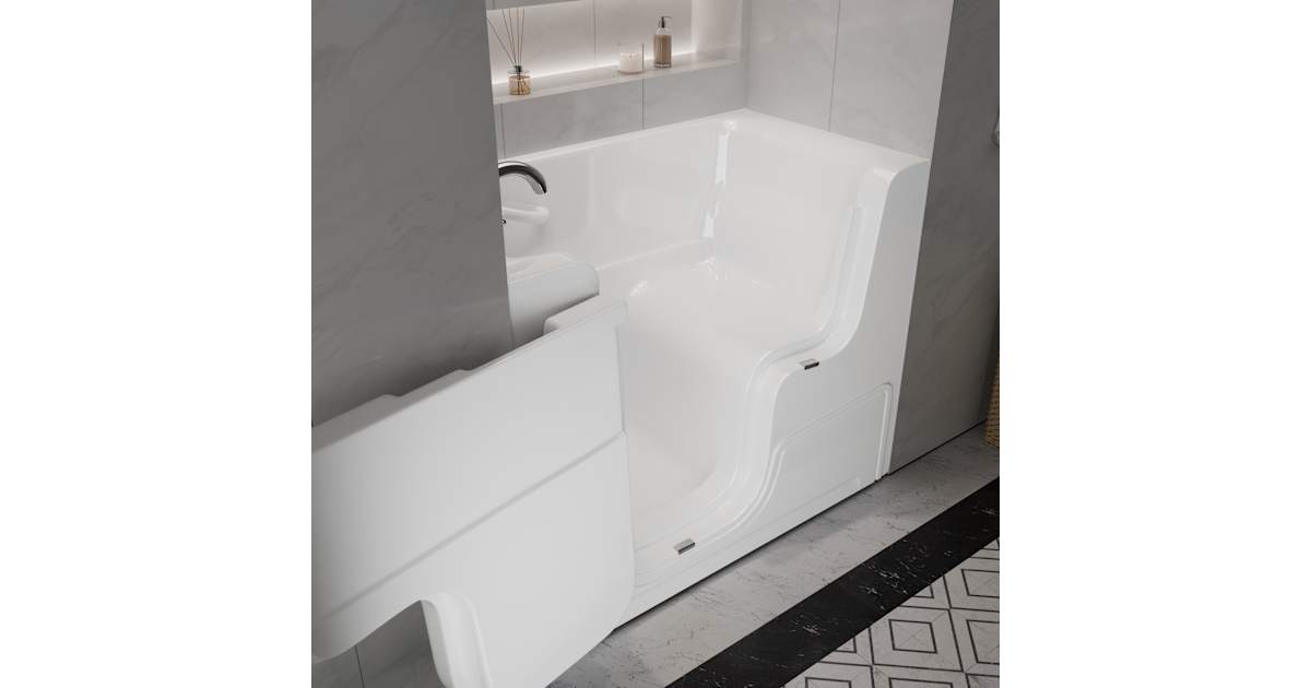 MediTub 2953WCALWS 53" Fiberglass Soaking Walk In Tub for Alcove ...
