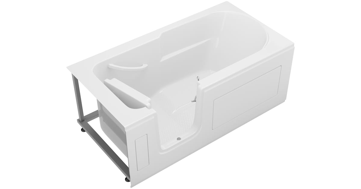 MediTub 3060SILWS 60" Acrylic Soaking Walk In Tub for Alcove ...