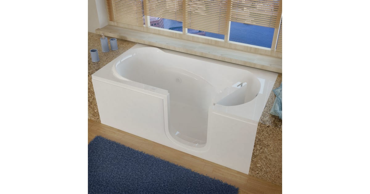 MediTub 3060SIRWH 60" Acrylic Whirlpool Walk In Tub for Alcove ...