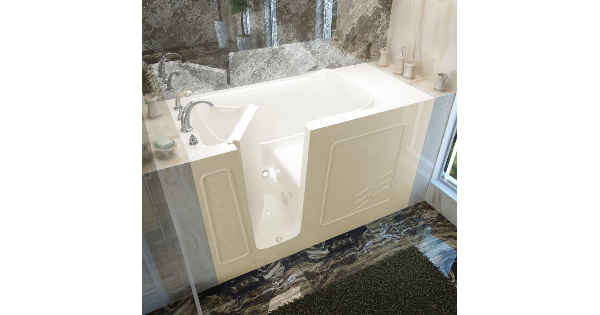 MediTub 3060WILBH 60" Fiberglass Whirlpool Walk In Tub for Alcove ...
