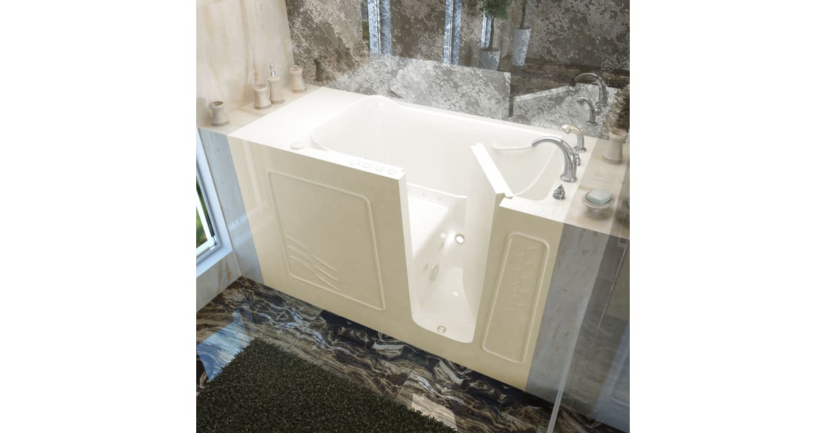 MediTub 3060WIRBD 60" Fiberglass Air / Whirlpool Walk In Tub for Alcove ...