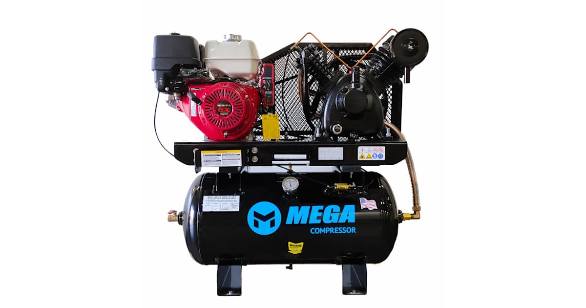 MEGA Compressor MP-13030GTUS 13 HP 30 Gal 175 Max PSI Two-Stage Truck ...
