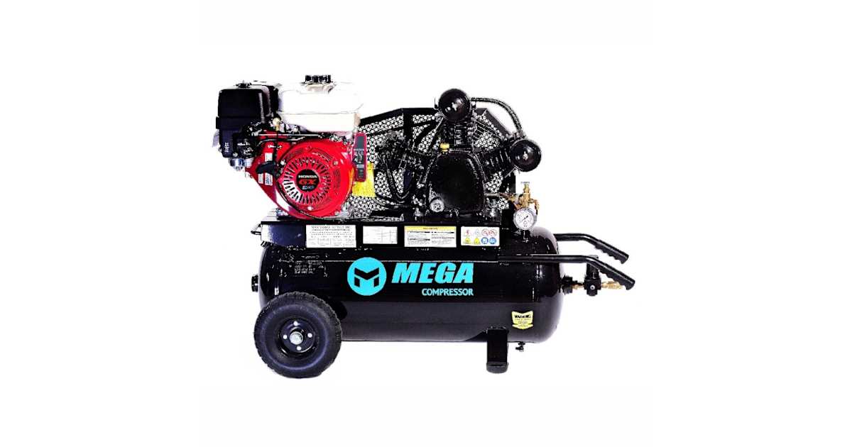 MEGA Compressor MP-9022HGE 9 HP 22 Gal 180 Max PSI Two-Stage Portable ...