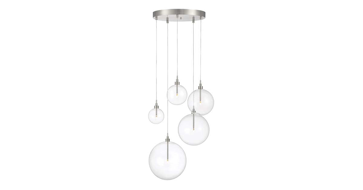Meridian M10099BN 5 Light 28" Wide LED Multi Light Pendant | Ferguson Home