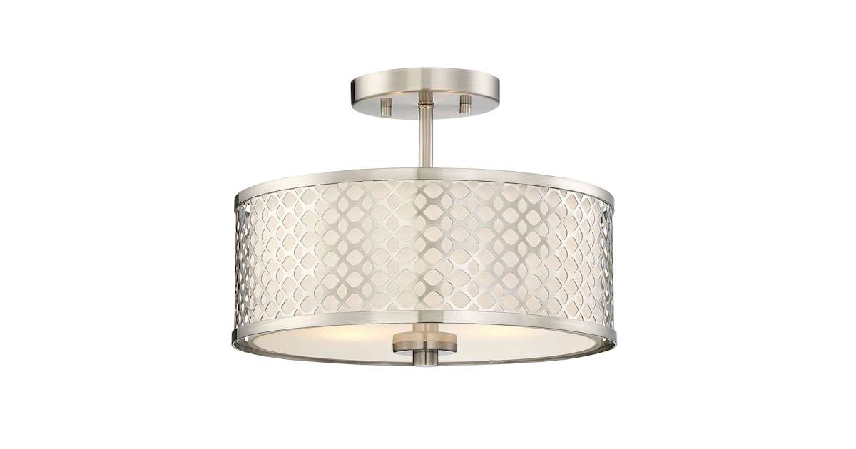 Meridian M60016BN 2 Light 13" Wide Semi-Flush Drum Ceiling Fixture ...