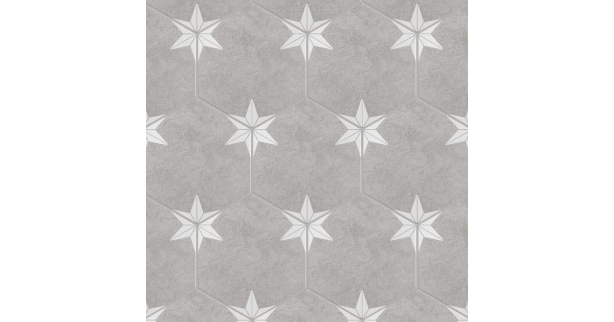 Merola Tile FCDSTMSX Stella - 9" x 10" Encaustic Floor and Wall Tile ...