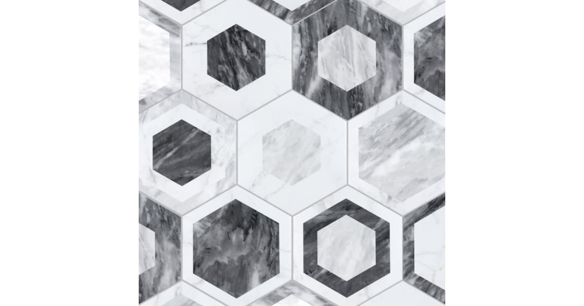 Merola Tile FEQ8BXG Classico Bardiglio Hex - 7" x 8" Hexagon Wall Tile ...