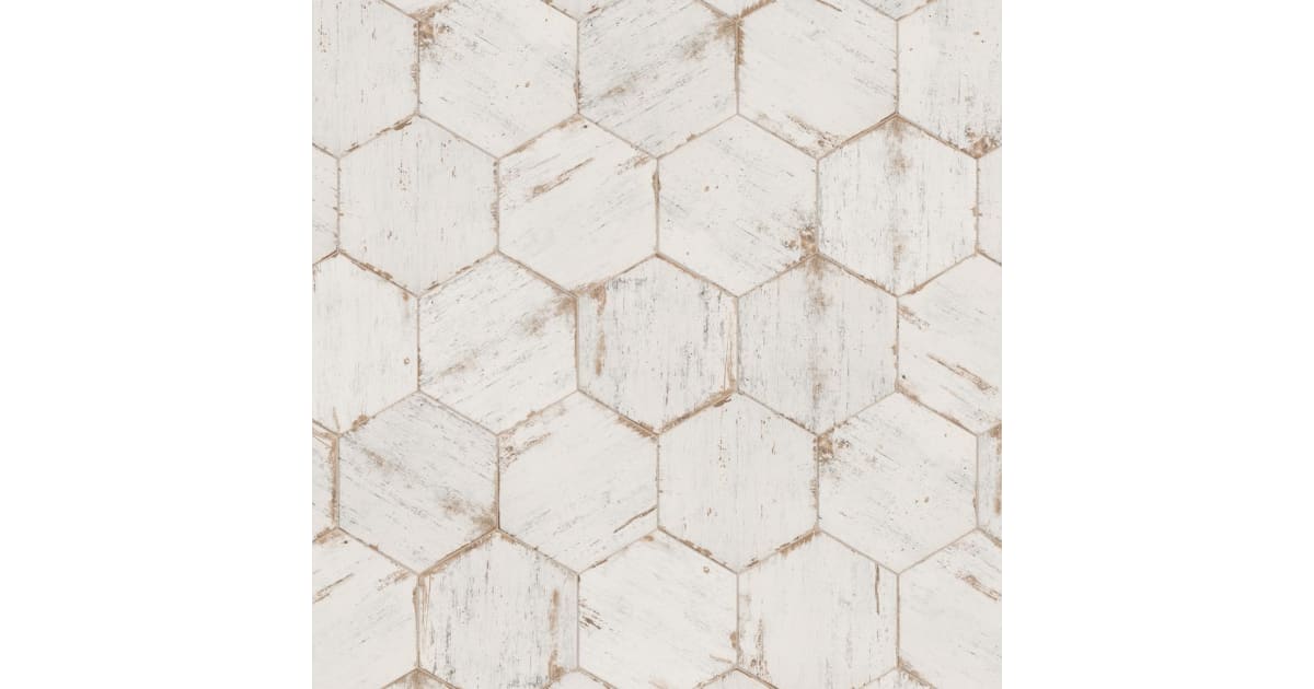 Merola Tile FNURTXBL Retro Hex - 14" x 16" Hexagon Floor and Wall Tile ...