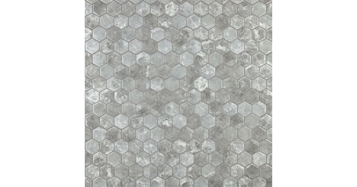 Merola Tile FTC2FLGR Flo Hex - 2" x 2" Hexagon Geometric Floor and Wall ...
