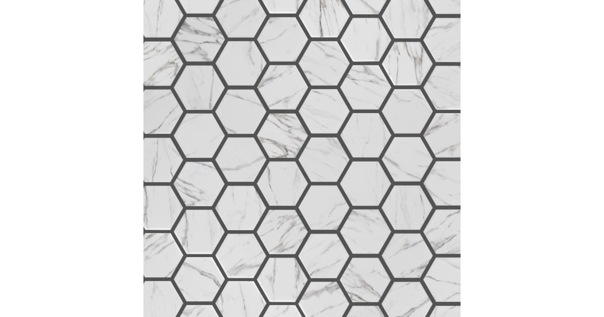 Merola Tile FTC2FLWH Flo - 2" x 2" Hexagon Geometric Floor and Wall ...