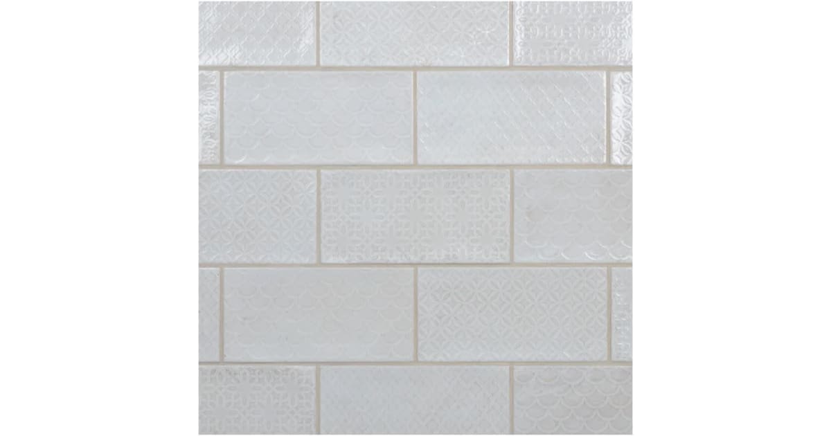 Merola Tile WMZ4CMDBI Camden Decor - 4" x 8" Brick Wall Tile - Glossy ...