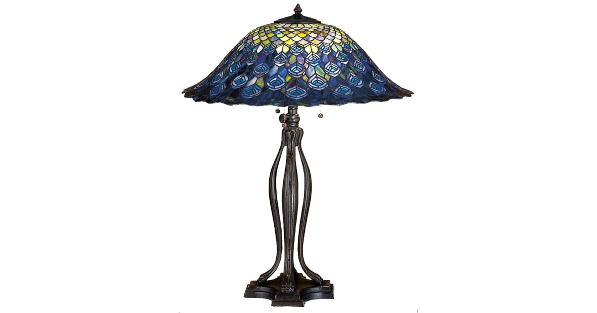 Meyda Tiffany 28504 Stained Glass / Tiffany Table Lamp from the Peacock ...