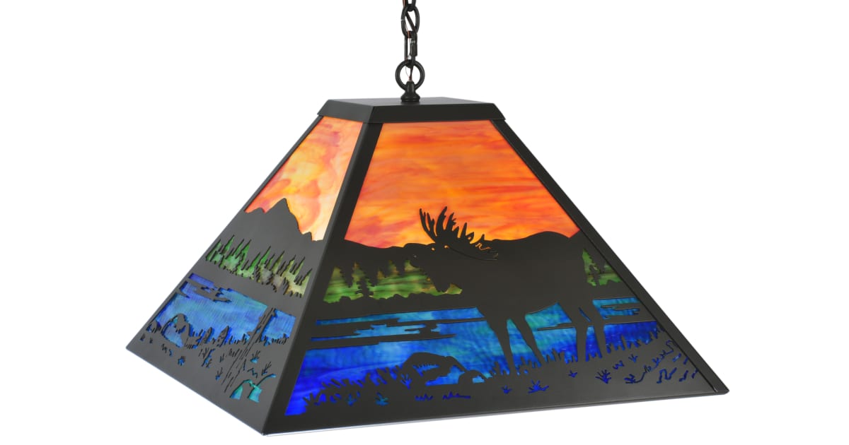Meyda Tiffany 118884 24" Square Moose At Lake Pendant | Ferguson Home