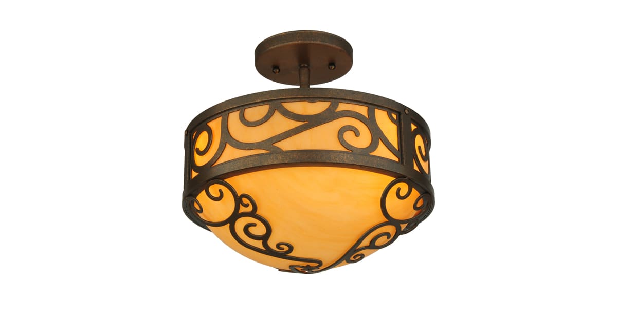 Meyda Tiffany 137259 Lilliana 3 Light 12" Wide Semi-Flush Bowl Ceiling ...