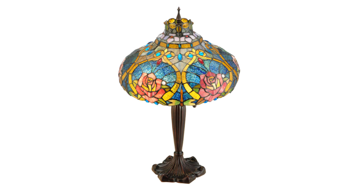 Meyda Tiffany 138108 Dragonfly Rose 2 Light 26" Tall Hand-Crafted Table ...