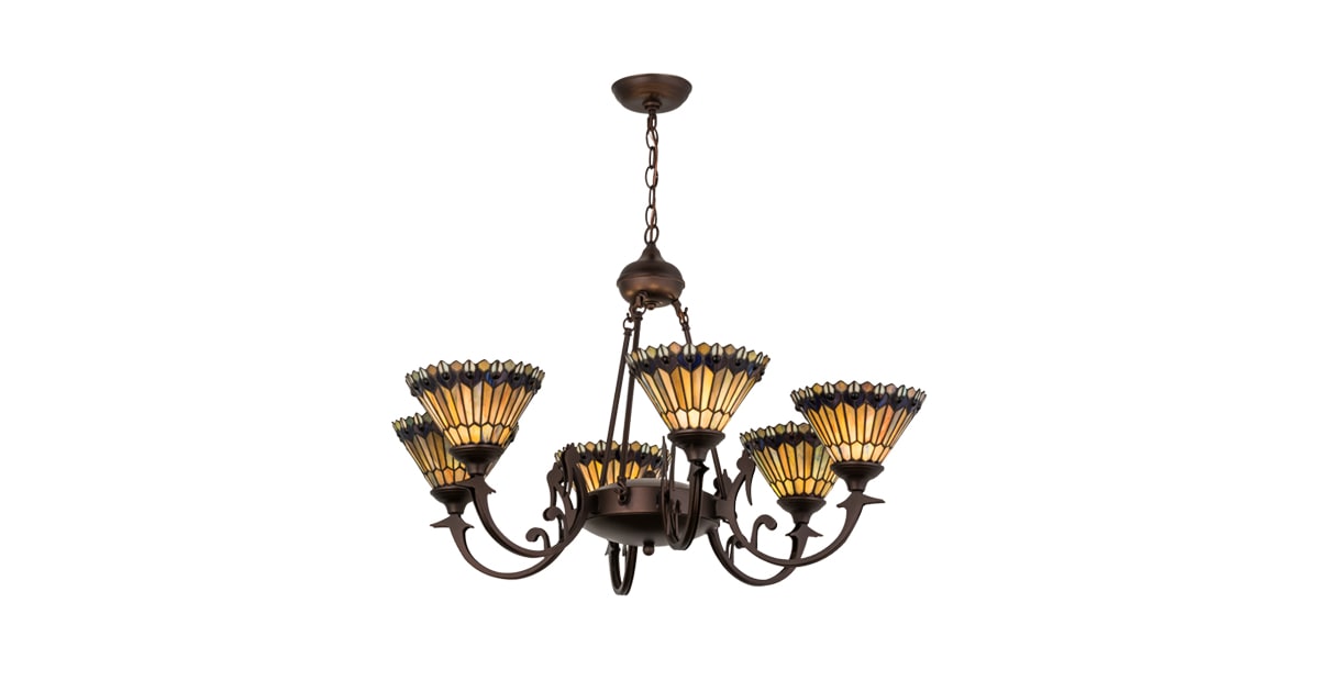 Meyda Tiffany 16099 Tiffany Jeweled Peacock 6 Light 34" Wide Chandelier ...
