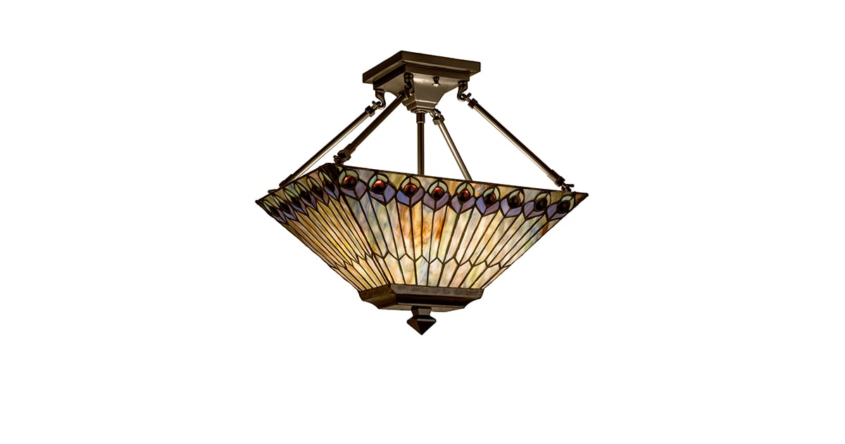 Meyda Tiffany 163377 Tiffany Jeweled Peacock 2 Light 16" Wide Semi ...