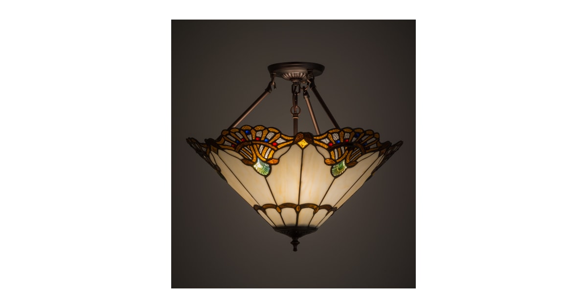 Meyda Tiffany 167056 Tiffany Shell With Jewels 3 Light 20" Wide Pendant ...