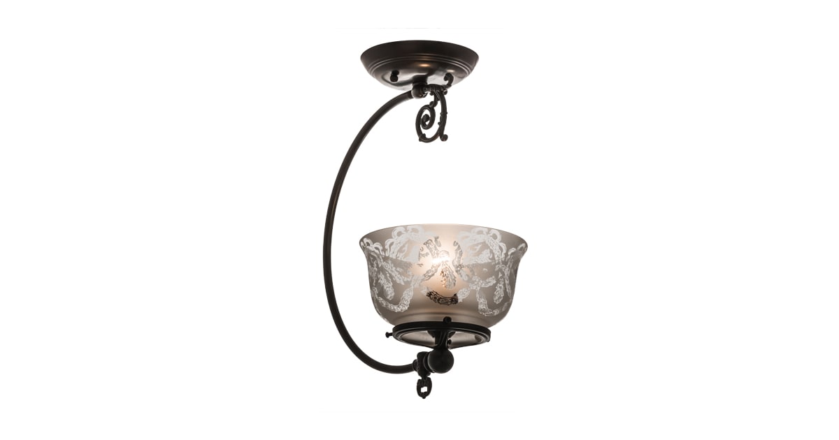 Meyda Tiffany 173449 Revival Gas Reproduction 7" Wide Semi-Flush Bowl ...