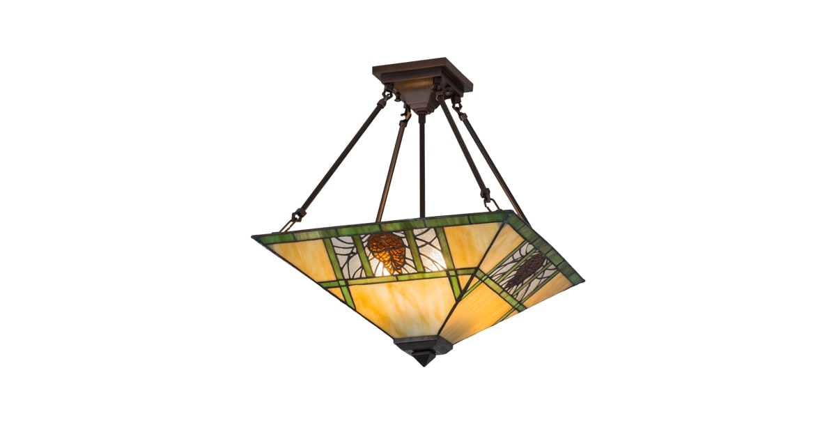 Meyda Tiffany 173628 Pinecone Ridge 4 Light 24" Wide Semi-Flush Ceiling ...