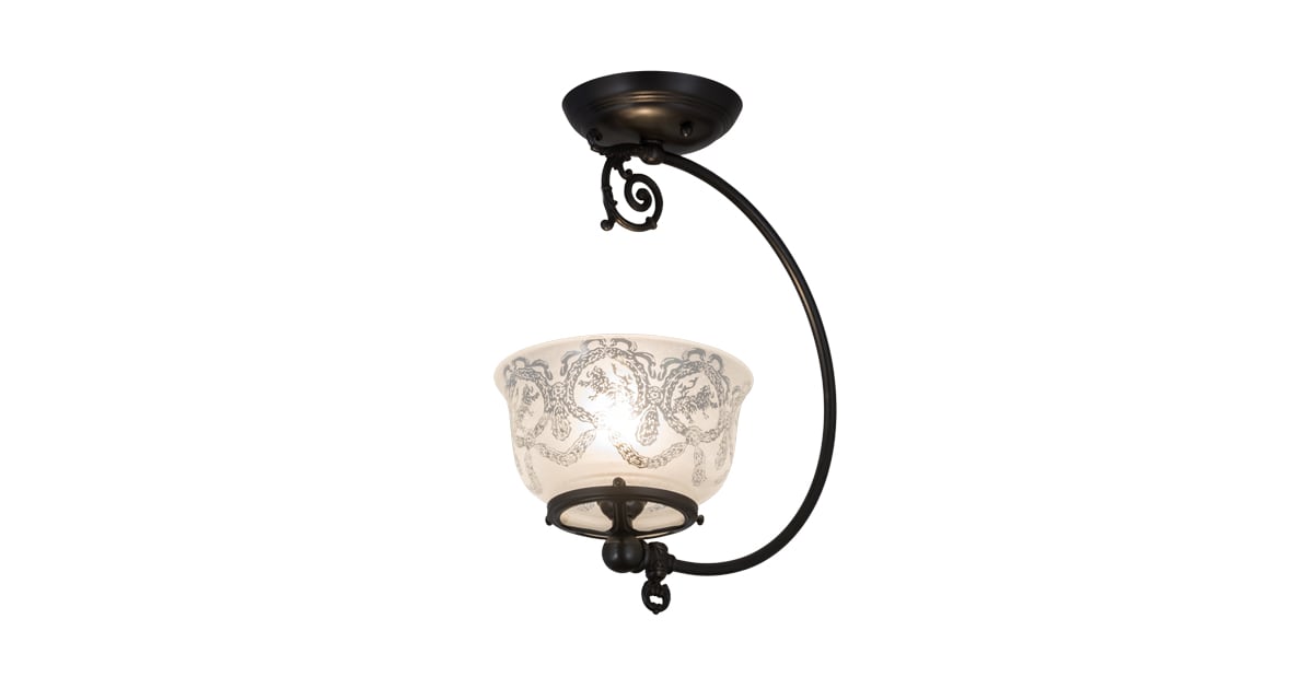 Meyda Tiffany 182069 Revival Gas and Electric 7" Wide Semi-Flush Bowl ...