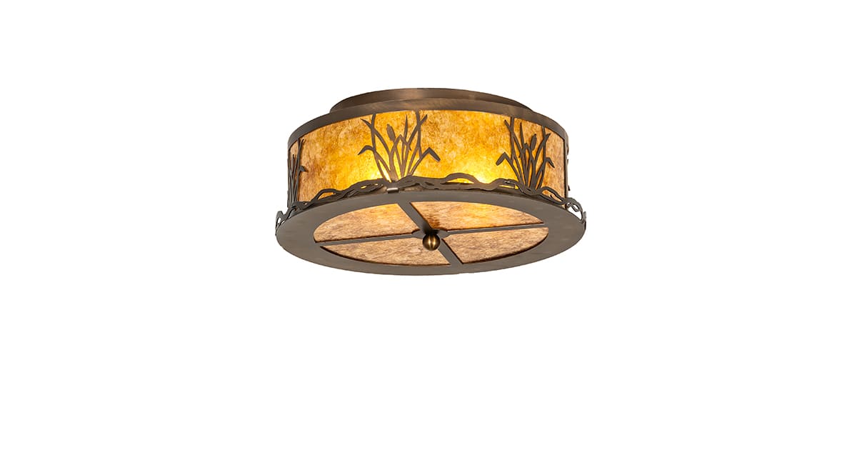Meyda Tiffany 24466 Reeds and Cattails 2 Light 16" Wide Semi-Flush Drum ...