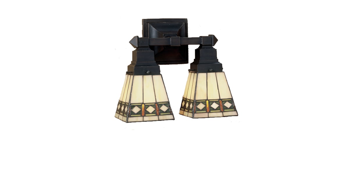 Meyda Tiffany 48192 Diamond Band Mission 2 Light 12" Wide Bathroom ...