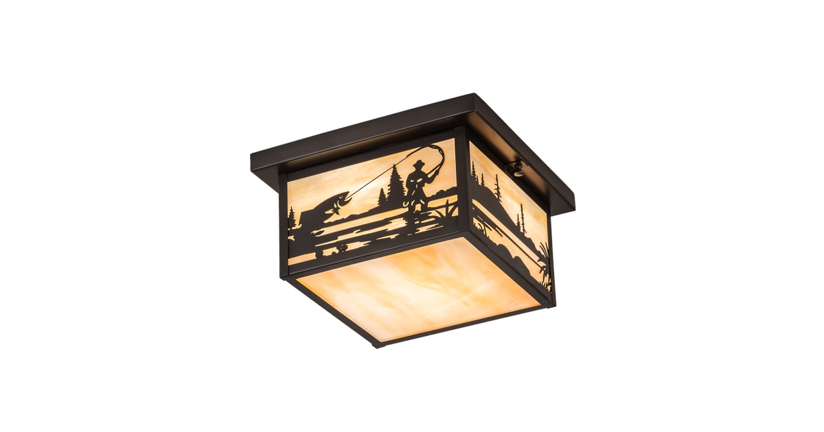 Meyda Tiffany 51887 Hyde Park Fly Fisherman 2 Light 17" Wide Flush ...