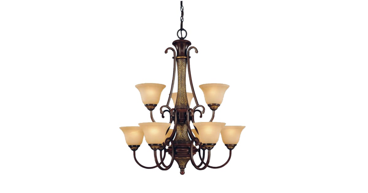 Millennium Lighting 1309-W/HB Lexington 9 Light Two Tier Chandelier ...