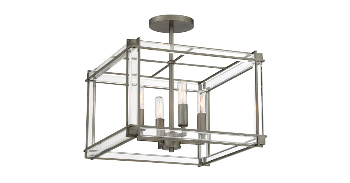 Minka Lighting 3859-756 Langen Square 4 Light 15" Wide Semi-Flush ...