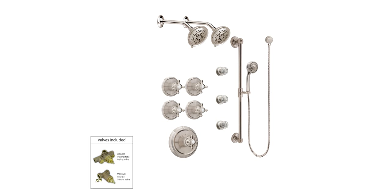 Mirabelle MIRBRCST4V2SH3B-BN Luxury Shower System: Includes 2 Multi ...