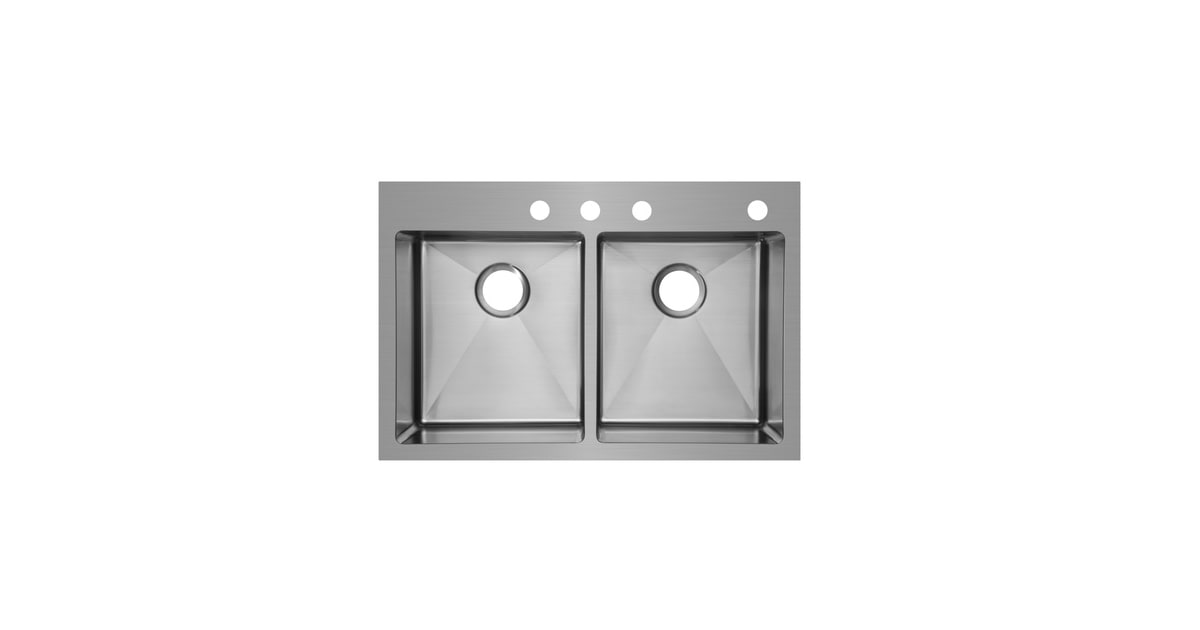 Mirabelle MIRDM2BE4 33" Double Basin Drop In or Undermount Stainless ...